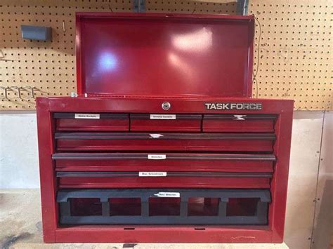 Task Force Red Metal Tool Chest With Multiple Drawers Matthews