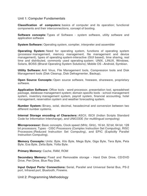 unit 1 computer fundamentals pdf byte operating system