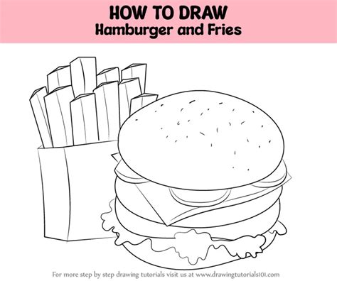 How To Draw Hamburger And Fries Snacks Step By Step DrawingTutorials Com