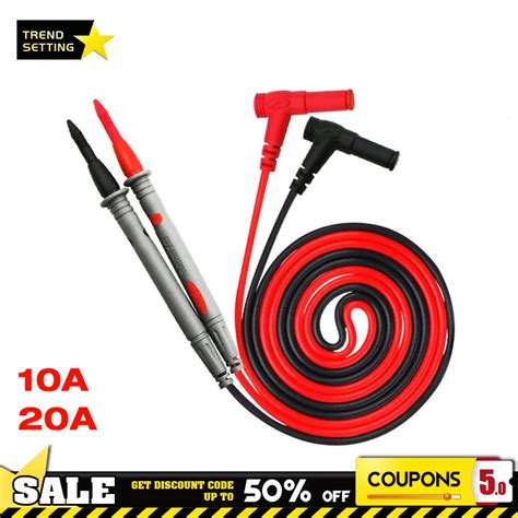 디지털 멀티미터용 범용 프로브 테스트 리드 핀 니들 팁 미터 멀티 미터 테스터 리드 프로브 와이어 펜 케이블 20a 1 쌍 Aliexpress