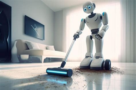 premium photo housekeeping artificial intelligence robot maid working