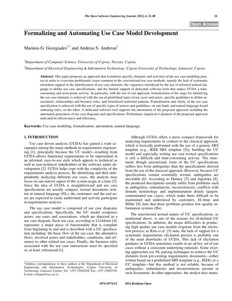 Pdf Formalizing And Automating Use Case Model Development