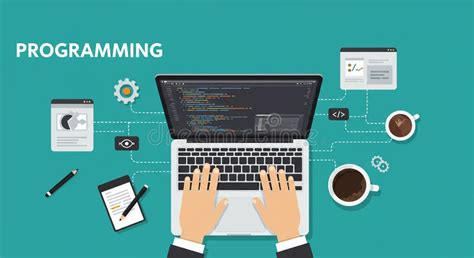 Hands Typing On A Laptop Displaying Colored Code Lines Depicting Programming Acti Stock