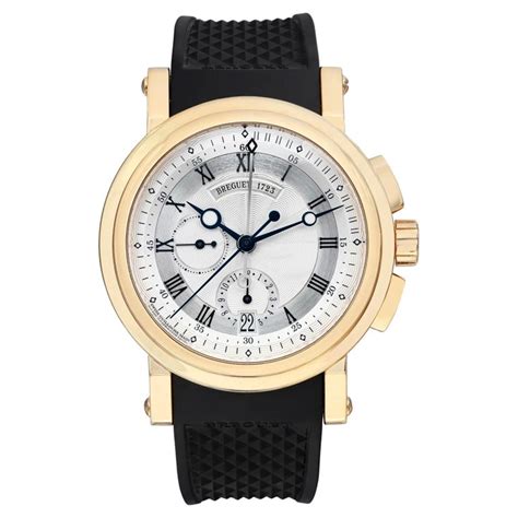 Breguet Marine 42mm 18k Yellow Gold Silver Dial Automatic Watch 5827ba