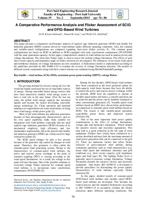 Pdf A Comparative Performance Analysis And Flicker Assessment Of Scig And Dfig Based Wind Turbines