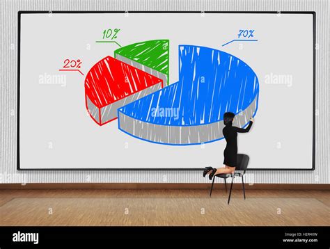 Woman Drawing Pie Chart Stock Photo Alamy