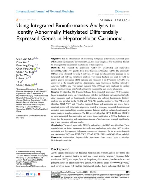 Pdf Using Integrated Bioinformatics Analysis To Identify Abnormally Methylated Differentially