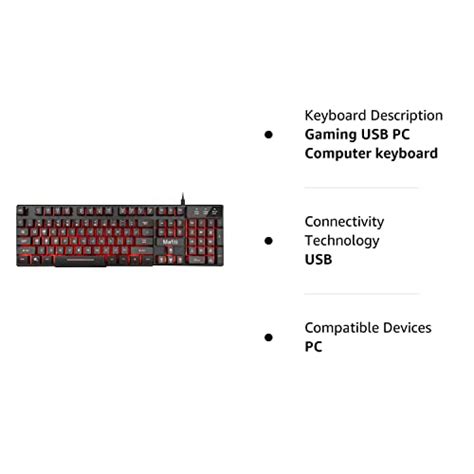 Mafiti Gaming Keyboard Wired Usb Full Size 3 Colors Backlight Keyboards For Computer Desktop Pc