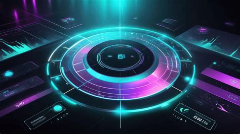 Futuristic Tech Hud Display With Holographic Overlays And Neon Blue