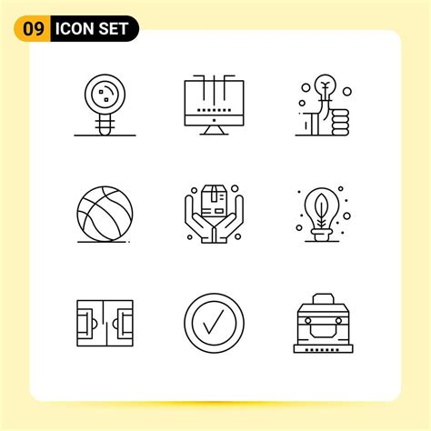 Universal Icon Symbols Group Of 9 Modern Outlines Of Usa Ball