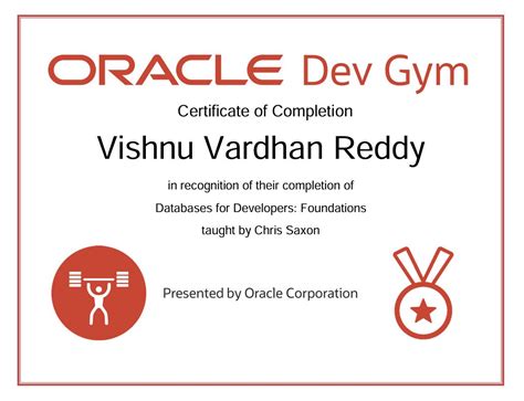 Databasedevelopment Certification Oracle Development Yerva Vishnu Vardhan Reddy