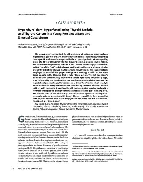 Pdf Hyperthyroidism Hyperfunctioning Thyroid Nodule And Thyroid Cancer In A Young Female A