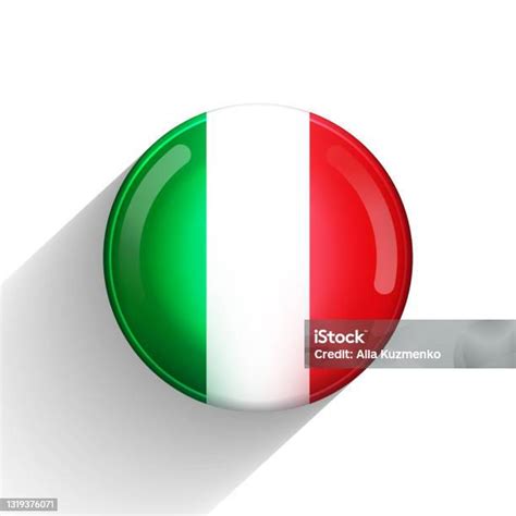 이탈리아의 국기와 유리 빛 공 둥근 구 템플릿 아이콘 이탈리아 국가 상징 흰색 배경에 강조 표시된 광택 사실적 공 3d 추상 벡터 일러스트레이션 큰 거품 3차원 형태에 대한
