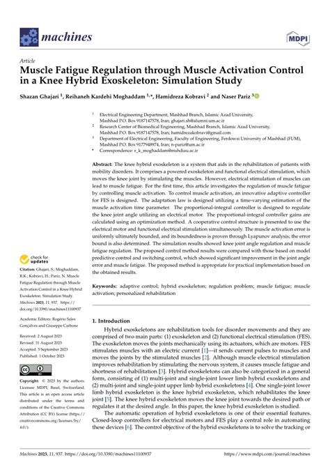 Pdf Muscle Fatigue Regulation Through Muscle Activation Control In A Knee Hybrid Exoskeleton