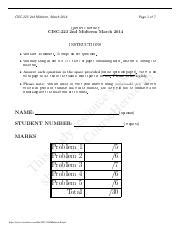 Midterm Exam Pdf CISC 223 2nd Midterm March 2014 Page 1 Of 7 Queen S University CISC 223 2nd