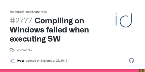 Compiling On Windows Failed When Executing Sw · Issue 2777 · Tesseract Ocrtesseract · Github
