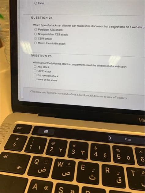 Solved False Question 24 Which Type Of Attacks An Attacker