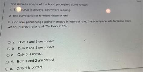 Solved The Convex Shape Of The Bond Price Yield Curve Shows