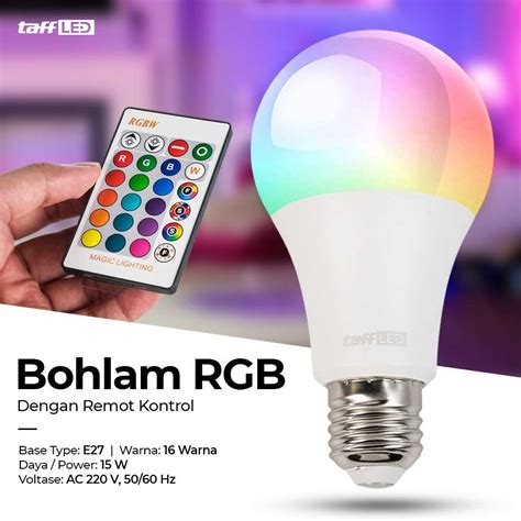 Jual Taffled Lampu Bohlam Rgb W E Dengan Remote Control B