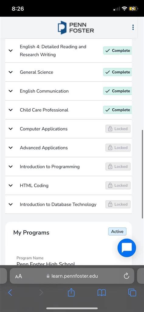 Locked Course R Pennfoster
