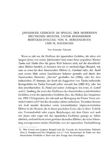Japanische Gedichte Im Spiegel Der Modernen Deutschen Dichter Unter