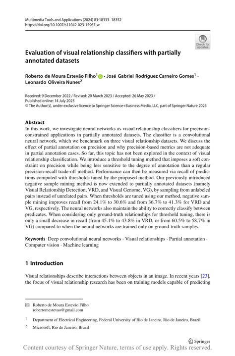 Evaluation Of Visual Relationship Classifiers With Partially Annotated