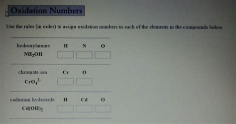 Solved Use The Rules In Order To Assign Oxidation Numbers Chegg Com
