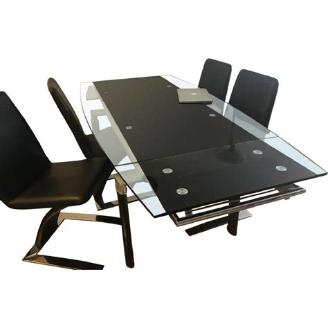 Modern Extendable Glass Dining Table W 4 Chairs Aptdeco