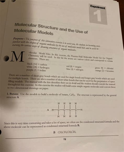 Solved Experiment Molecular Structure And The Use Of Chegg Com