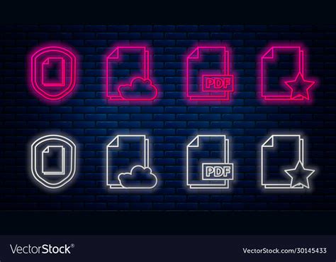 Set Line Cloud Storage Text Document Pdf File Vector Image