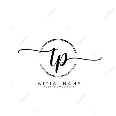 The Vector Template Of Circle Incorporating T And P Initials In Handwriting Logo Vector Brush