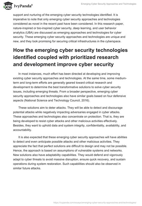 Emerging Cyber Security Approaches And Technologies 3910 Words Research Paper Example