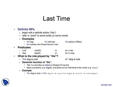 Sense And Reference Introduction To Formal Semantics Lecture Slides Docsity