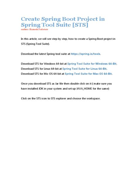 Create Spring Boot Project In Spring Tool Suite Sts Pdf