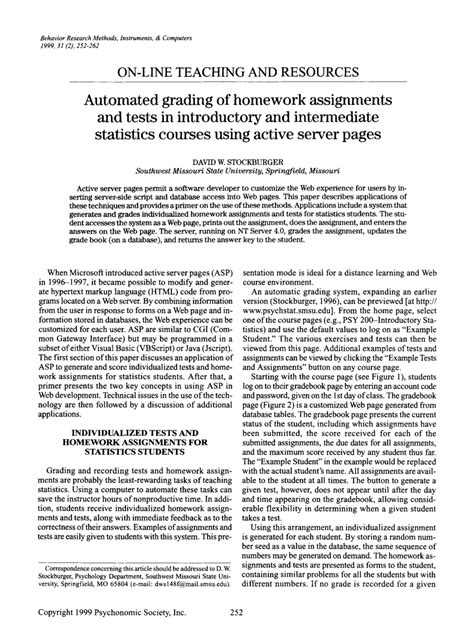 pdf automated grading of homework assignments and tests in