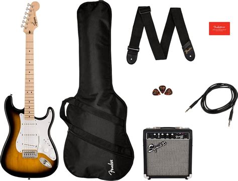 Fender Squier Sonic Stratocaster Electric Guitar Pack Maple Fingerboard 2 Colour Sunburst Gig