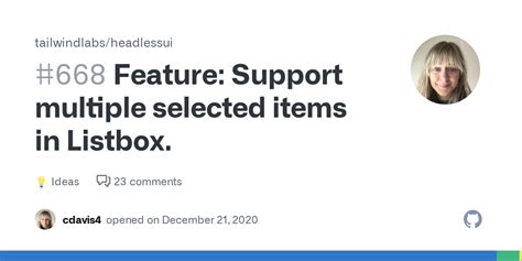 Feature Support Multiple Selected Items In Listbox · Tailwindlabs Headlessui · Discussion 668