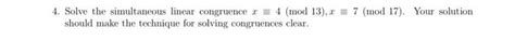 Solved 4 Solve The Simultaneous Linear Congruence
