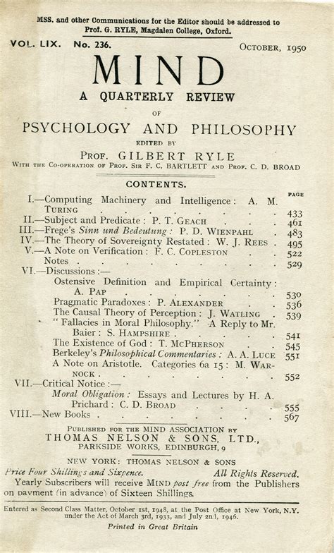 alan turing computing machinery and intelligence 1950 rudi