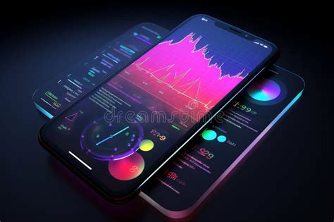 Conceptual Illustration Of A Smartphone Displaying Analytical Data With Colorful Growth Charts