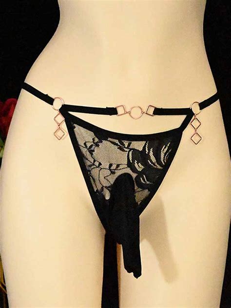 Mens Sexy Cock Sock Closed Lace Thong Triniful