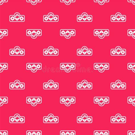 White Line Password Protection And Safety Access Icon Isolated Seamless Pattern On Red