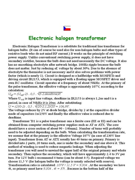 Electronic Halogen Transformer Pdf Transformer Power Supply Electronic Halogen Transformer Pdf Transformer Power Supply