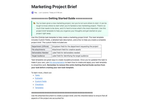 10 Free Project Brief Templates In Word Clickup Docs Free Word Template