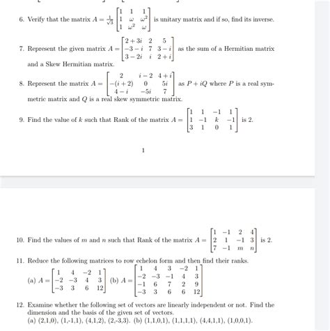 Solved 6 ﻿verify That The Matrix A And A Skew Hermitian