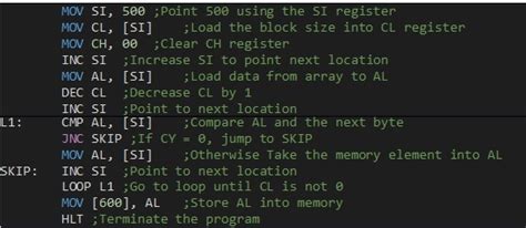 8086 Program To Determine Largest Number In An Array Of N Numbers
