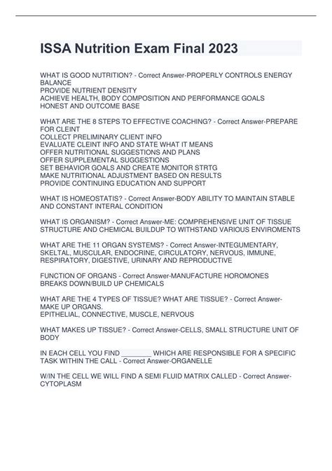 Issa Nutrition Final Exam With 100 Correct Answers 2024 2025 Issa Nutrition Stuvia Us