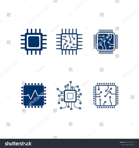Cpu Microprocessor Chips Icons Set Vector Stock Vector Royalty Free 1915652515 Shutterstock