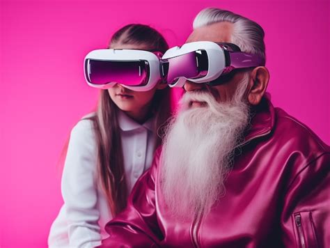 People Wearing Futuristic High Tech Virtual Reality Glasses Ai
