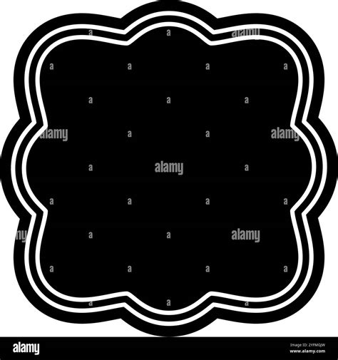 Square Shape With Wavy Edges Geometric Form With Scalloped Borders
